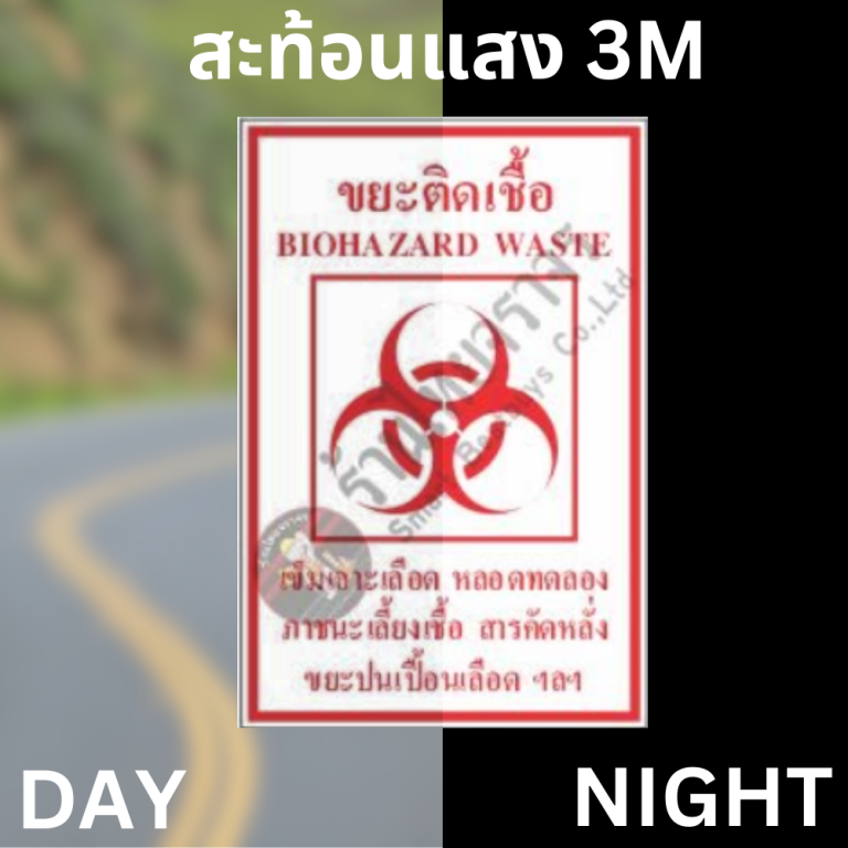 ป้ายขยะติดเชื้อ สะท้อนแสง 3M - ร้านไทยจราจร
