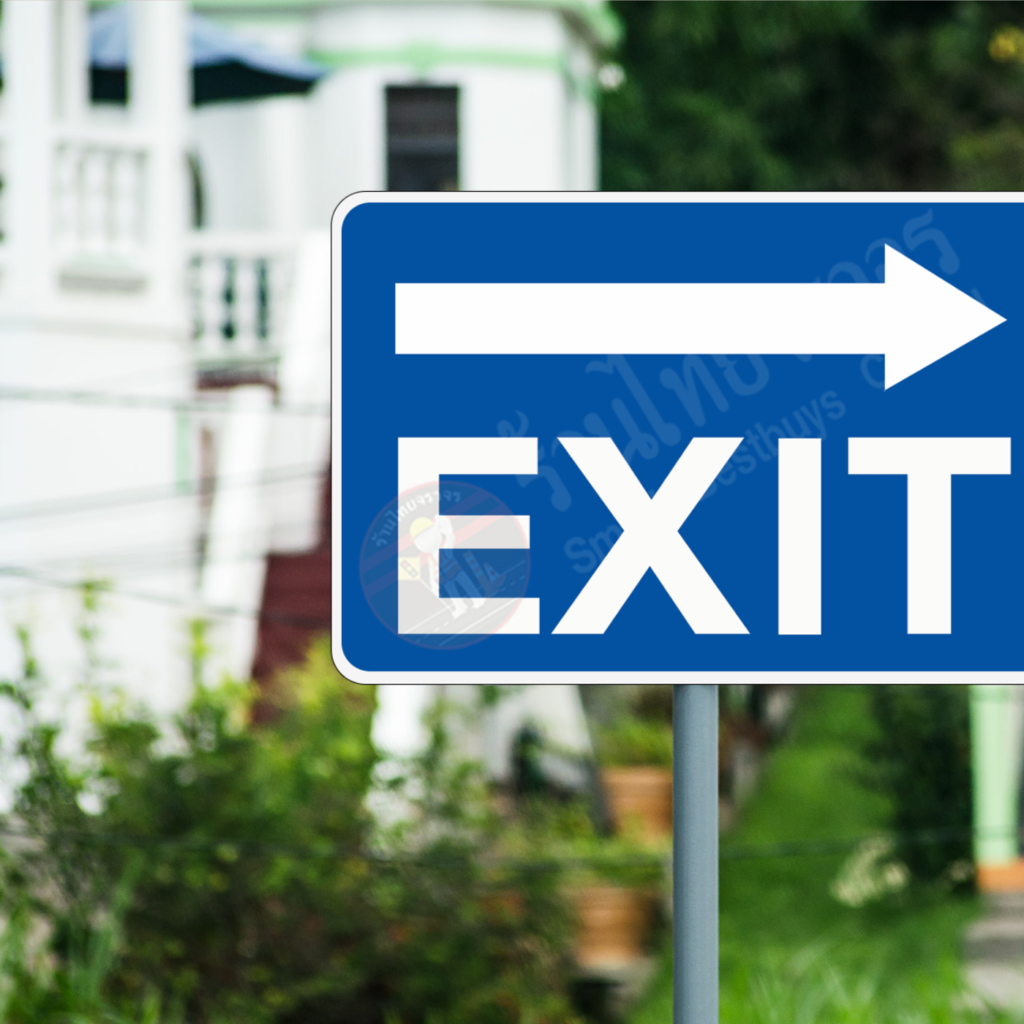 ป้าย EXIT ลูกศรชี้ขวา สะท้อนแสง 3M มีบริการติดตั้ง