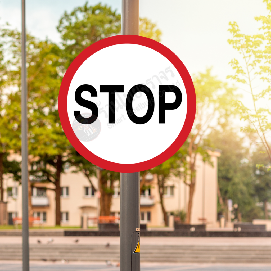 ป้าย STOP สะท้อนแสง 3M มีบริการติดตั้ง
